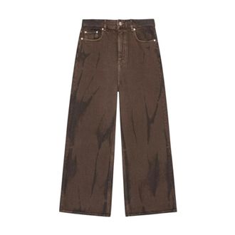 Ganni Femme, Jeans, Brun, Taille: W25 Jean Baggy Imprim&eacute; Z&egrave;bre
