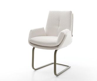DELIFE Freischwinger Clea-Flex Boucl&eacute; Creme-Wei&szlig; Freischwinger flach Effektfinish Titan, Esszimmerst&uuml;hle