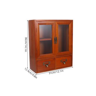 BESPORTBLE Warmhm Wandschrank Holz Medizinschrank mit Gro&szlig;em Stauraum Niedriger Aufbewahrungsschrank im Vintage Stil Multifunktional f&uuml;r Wohnr&auml;ume Einfache Bedie