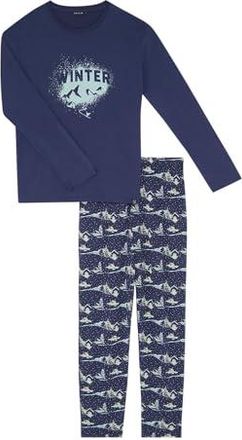 Arthur Pyjama Homme, Ensemble Manches Longues et Pantalon - 100% Coton Bio Chaud et Doux pour lhiver - Motif Chalet en Montagne - Taille XXL