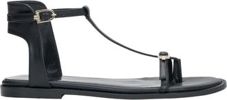 Estro & Luminara Femme, Chaussures, Noir, Taille: 36 EU Sandales Plates avec D&eacute;tails Dor&eacute;s
