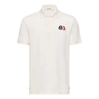 Moncler Logo-Patch Polo-Shirt aus Baumwoll-Piqu&eacute; - - Tops - Herren - Wei&szlig; - S