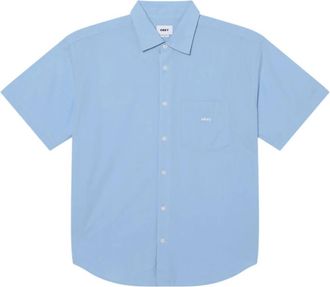 Obey Homme, Chemises, Bleu, Taille: L Short Sleeve Striped Shirt