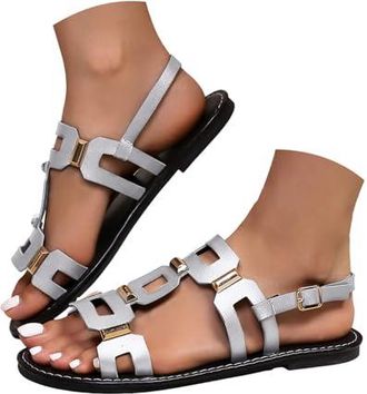 Generic Sandales compens&eacute;es &agrave; bout ouvert pour femme - Talon moyen r&eacute;glable - Sangle de cheville - Boucle - Vacances d&eacute;t&eacute; - Occasion classique, 2 F 2, 39.5 EU