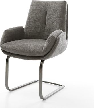 DELIFE Freischwinger Clea-Flex Boucl&eacute; Soft Schlamm Freischwinger flach Graphit, Esszimmerst&uuml;hle