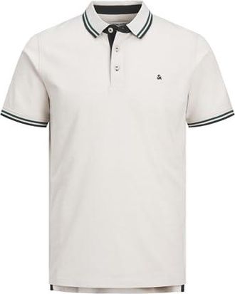 Jack & Jones Polo Slim fit Homme JJEPAULOS uni Chemise &eacute;t&eacute; col Polo Manche Courte Coton piqu&eacute; Basique, Couleurs:Beige-3, Size:XL