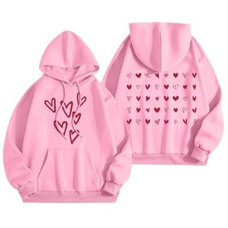Generic Sweat &agrave; capuche imprim&eacute; tendance pour la Saint-Valentin 2026, rose, XXL