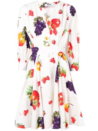 Msgm robe imprim&eacute;e - Blanc