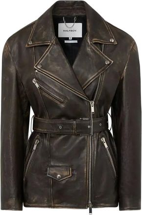 Halfboy veste de moto à taille ceinturée - Marron