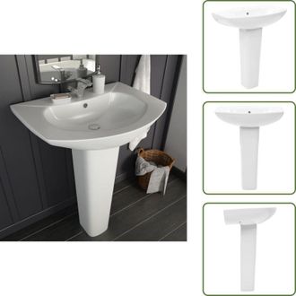 vidaXL Freistehendes Waschbecken mit S&auml;ule Keramik Wei&szlig; 650x520x200 mm - Freistehendes Waschbecken - Keramik Waschbecken - Wei&szlig;es Waschbecken - Badezimmer
