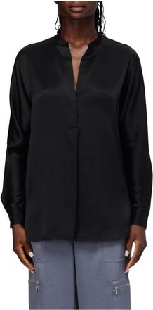 Vince Femme, Blouses et Chemises, Noir, Taille: 38 FR Chemisier &Eacute;l&eacute;gant &agrave; Manches Longues en Soie