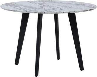 Beliani Table se Salle à Manger Ronde 110 cm avec Plateau Effet Marbre et Pieds en Bois Noir de Style Rétro pour Intérieur Moderne ou Glamour Beliani