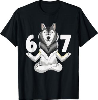 BDAZ Lustige Yoga-Pose-Grafik mit 67 Husky-Hundeh&auml;nden T-Shirt