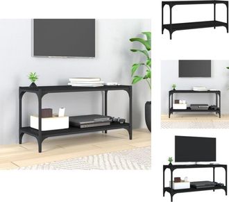 vidaXL Vidaxl - TV-Schrank Schwarz 80x33x41 cm Holzwerkstoff und Stahl - tv Schrank - Industrieller Stil - Holzkern - Metallgestell - Regal