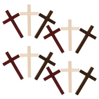 Cabilock 12st&uuml;cke Holzkreuz Religi&ouml;ses Kreuz F&uuml;r Tischdeko Gebetskreuz Aus Holz Kreuzornament Handgeschnitzt Geeignet F&uuml;r Kirche Oder Hausandacht