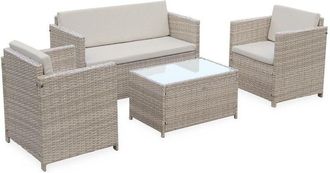 Sweeek Gartengarnitur aus Polyrattan - Perugia - 4 Sitze Natur / Beige