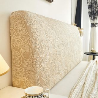 Generic Dehnbarer Staubschutzbezug im Vintage Stil Bettkopfteil Bezug f&uuml;r Doppelbetten Kopfteil Bezug zur Schlafzimmerdekoration Khaki Volle L&auml;nge: 110-130 cm