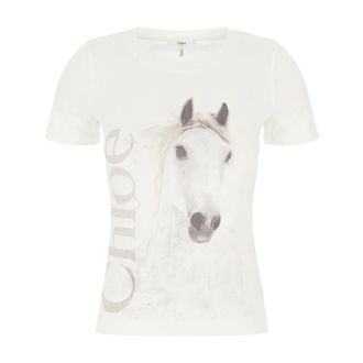 Chlo&eacute; Baumwoll-T-Shirt mit Aufdruck - - Tops - Damen - Wei&szlig; - M