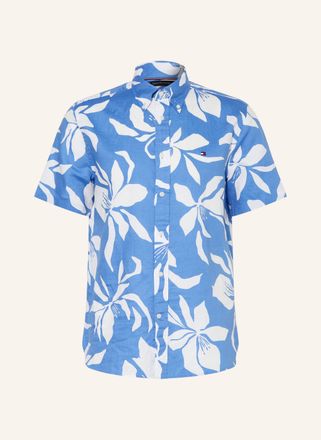 Tommy Hilfiger Kurzarm-Hemd Regular Fit Mit Leinen blau