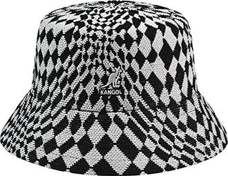 Kangol Chapeau en Tissu Warped Check Bucket Homme/Femme - de Peche Ete Printemps-ete - S (54-55 cm) Noir-Gris