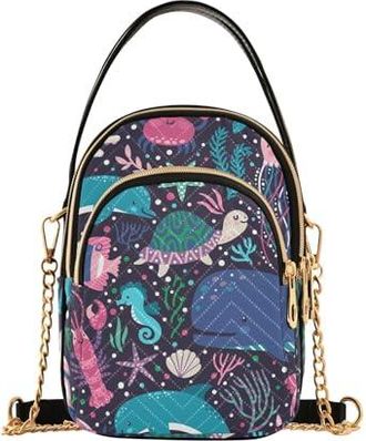 Mnsruu Sac à bandoulière pour femme avec sangle réglable Motif dauphin, baleine, océan, nautique, côtière, sac à main avec bandoulière réglable