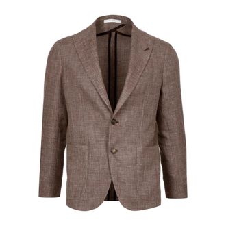 Tagliatore Luxuri&ouml;ser Leinen-Woll-Blazer - - Suits - Herren - Braun - 3XL