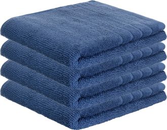 Brandsseller 4er Set G&auml;stehandt&uuml;cher 30x50 cm - weiche & saugstarke Frotteet&uuml;cher aus 100% Baumwolle f&uuml;r G&auml;ste-WC - Oeko-TEX Standard 100 - Blau