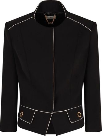 Elisabetta Franchi Femme, Vestes, Noir, Taille: 36 FR Veste Cr&ecirc;pe avec Foulard Bicolore