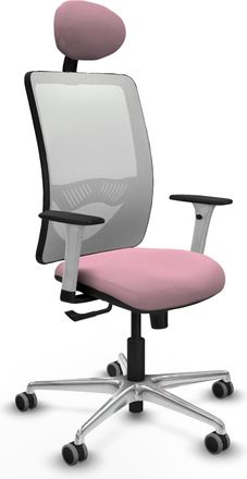 Piqueras y Crespo Schreibtischstuhl Zulema in Rosa und Wei&szlig;, mit schwarzen und wei&szlig;en Armlehnen, h&ouml;henverstellbare Lendenwirbelst&uuml;tze und festes Kopfteil, Wei&szlig;/Rosa