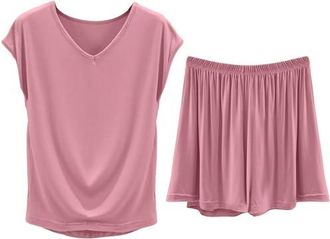 Generic Pyjama pour femme en modal, ensemble de vêtements de détente pour femme, ensemble de survêtement britannique, ensemble de pyjama short pour femme, vêt