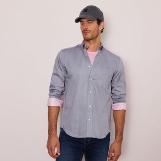 Eden Park Chemise Grise Unie En Coton Old Ref Pp