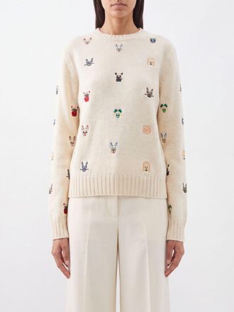 Loewe Pull &agrave; col rond en m&eacute;lange de laine avec logo Anagram brod&eacute;