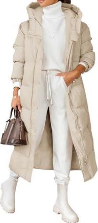 Generic Doudoune longue matelass&eacute;e pour femme, manteau dhiver &agrave; capuche et manches longues