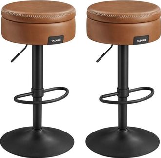 Vasagle Vasagle - ekho Collection - Tabourets de Bar Pivotant à 360°, Lot de 2, Hauteur Réglable, avec Rangement, pu avec Coutures, Style Moderne Mi-siècle