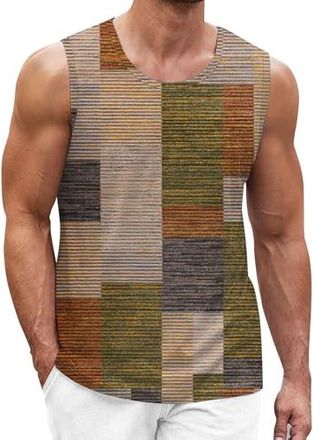 Generic Débardeur Techno pour homme avec motif géométrique, impression numérique 3D, décontracté, look urbain, sans manches, montres tactiques, marron, XXL