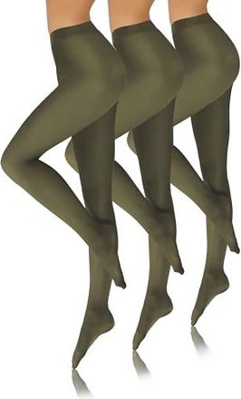 Sesto Senso 3 Paires Collants Femme Vert Opaque Lisse Microfibre 40 DEN Vert XL Botiglia