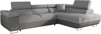 Mirjan24 Ecksofa Torezio mit Bettkasten, Einstellbare Kopfst&uuml;tzen, Sofa mit Schlaffunktion, Eckcouch f&uuml;r Wohnzimmer, Polsterecke, L-Form Couch mit Bettfunktion