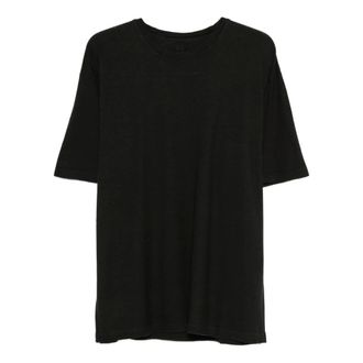 120% Lino Homme, Tops, Noir, Taille: XL T-shirt &agrave; col rond