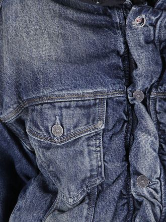 Diesel Faux-Fur Trim Denim Jacket - Navy