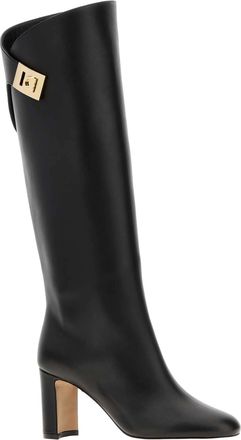 Ferragamo Womens Black Leather Elli Boots Neroneronero Stivali