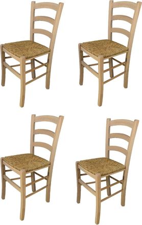 Tommychairs Tommychairs - 4er Set Stühle Venezia für Küche und Esszimmer, robuste Struktur aus poliertem Buchenholz, unbehandelt und 100% natürlich, Sitzfläche au