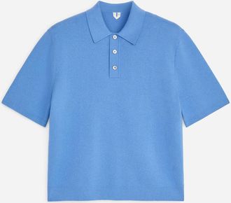 Arket Feinstrick-Poloshirt -Blau