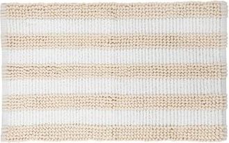 KASANOVA 1 BADEMATTE CM50X80 GESTREIFTES CHENILLE WEIß/BEIGE, Polyester Baumwolle