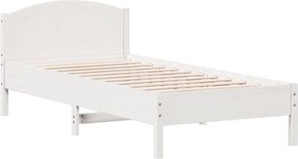 vidaXL Cadre de lit avec tête de lit blanc 90x200cm bois de pin massif