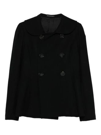 Yohji Yamamoto veste en laine mélangée à boutonnière croisée (années 2000) - Noir
