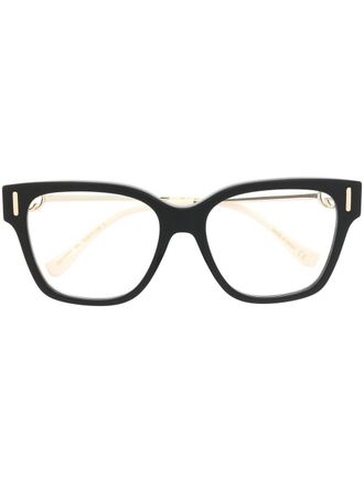 Gucci Eckige Brille mit GG-Logo - Schwarz