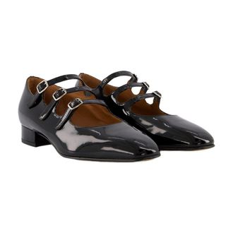 Carel Womens Ariana-2812 Pumps - Carel Black Patent Leather Calfskin Shoes Flat-Shoes