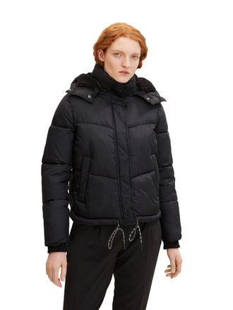 Tom Tailor Damen Winterjacke mit Kapuze 1032685, 14482 - Deep Black, M