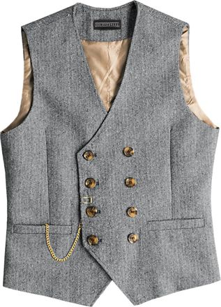 Solovedress Mens Vintage Wolle Anzugweste Regular Fit Weste Anzug Weste f&uuml;r Hochzeit Groomsmen(Silver Grey,XS)