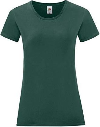 Fruit Of The Loom T-Shirt Manches Courtes Iconic - Femme (S) (Vert foncé)